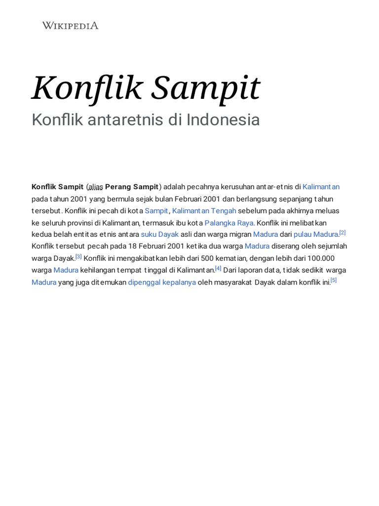Konflik Sampit Wikipedia Bahasa Indonesia Ensiklopedia Bebas Pdf 