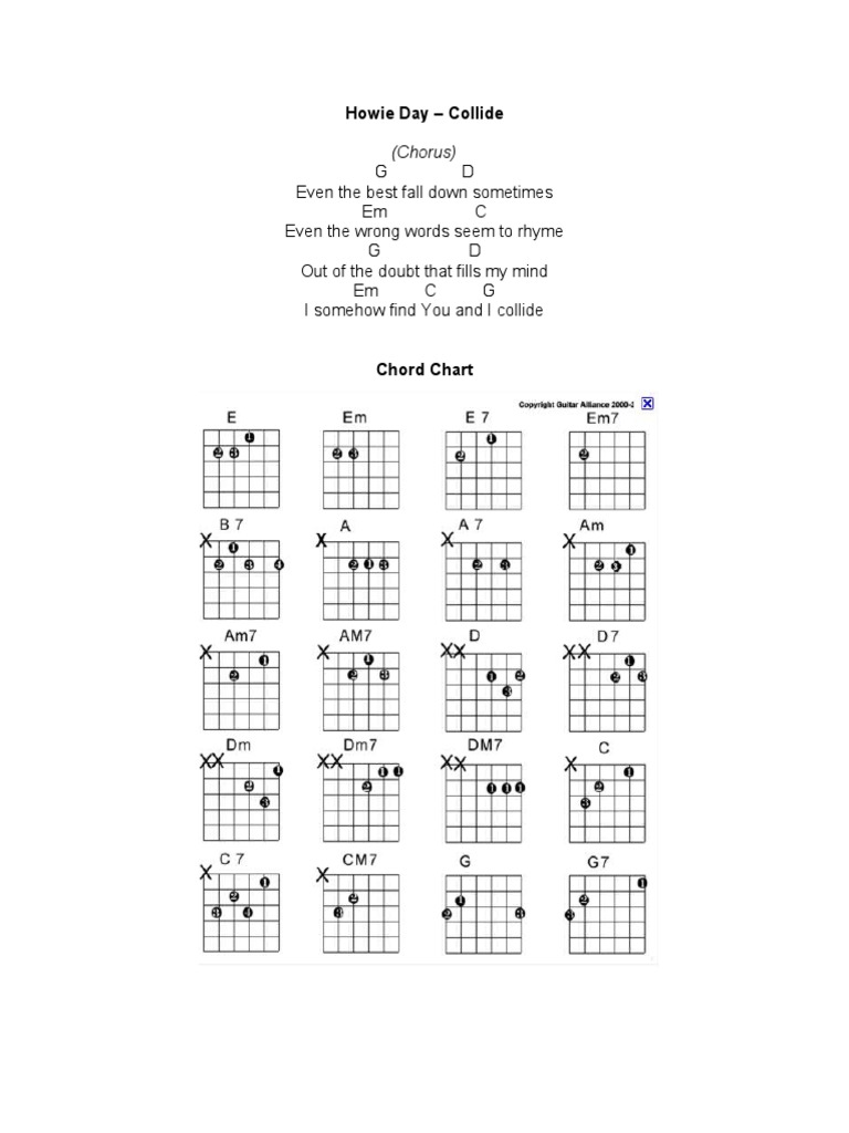 Howie Day "Collide" Chord Chart | PDF