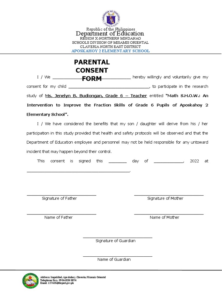 Parental Consent Form - Research | PDF | Wellness