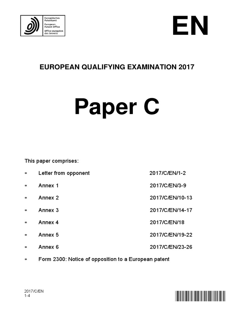 Paper C: European Qualifying Examination 2017 | PDF