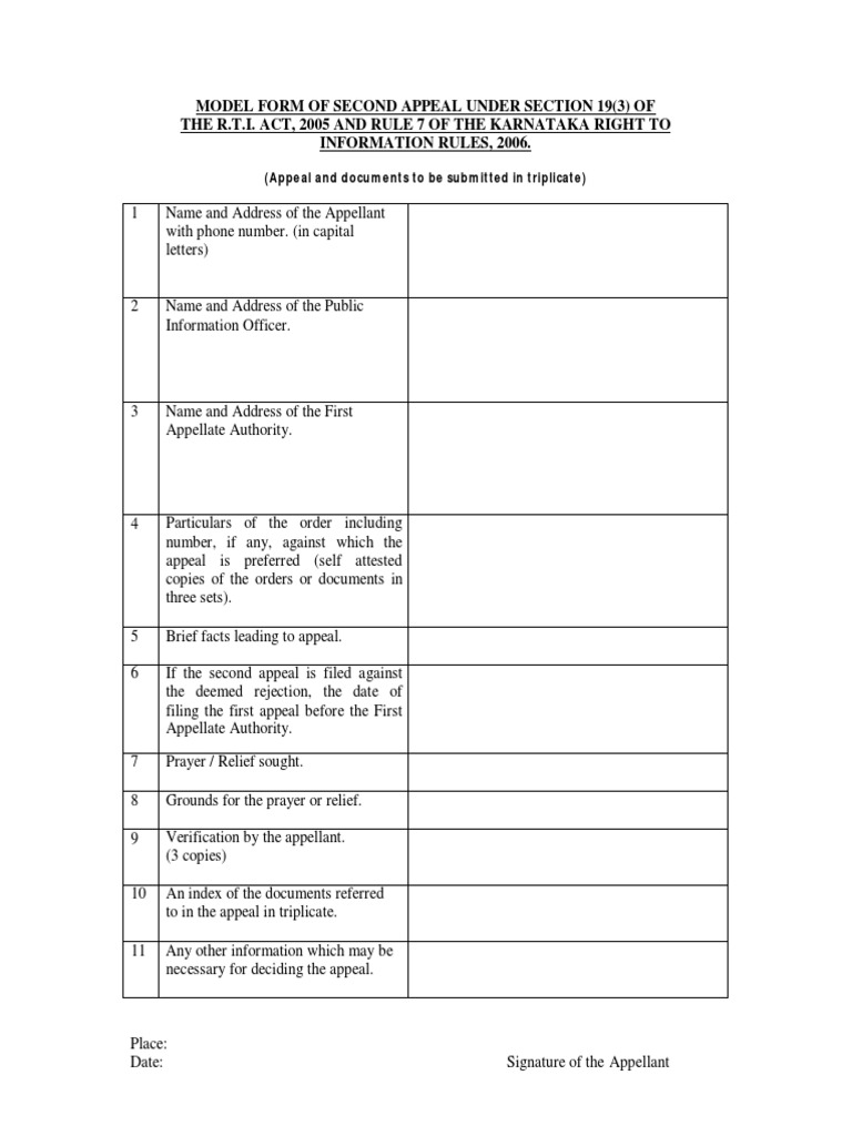 RTI Form 19 (3) Second Appeal | PDF | Social Science