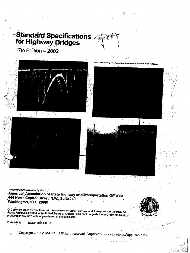 AASHTO 2002 - Standard Specifications For Highway Bridges, 17th Edition ...