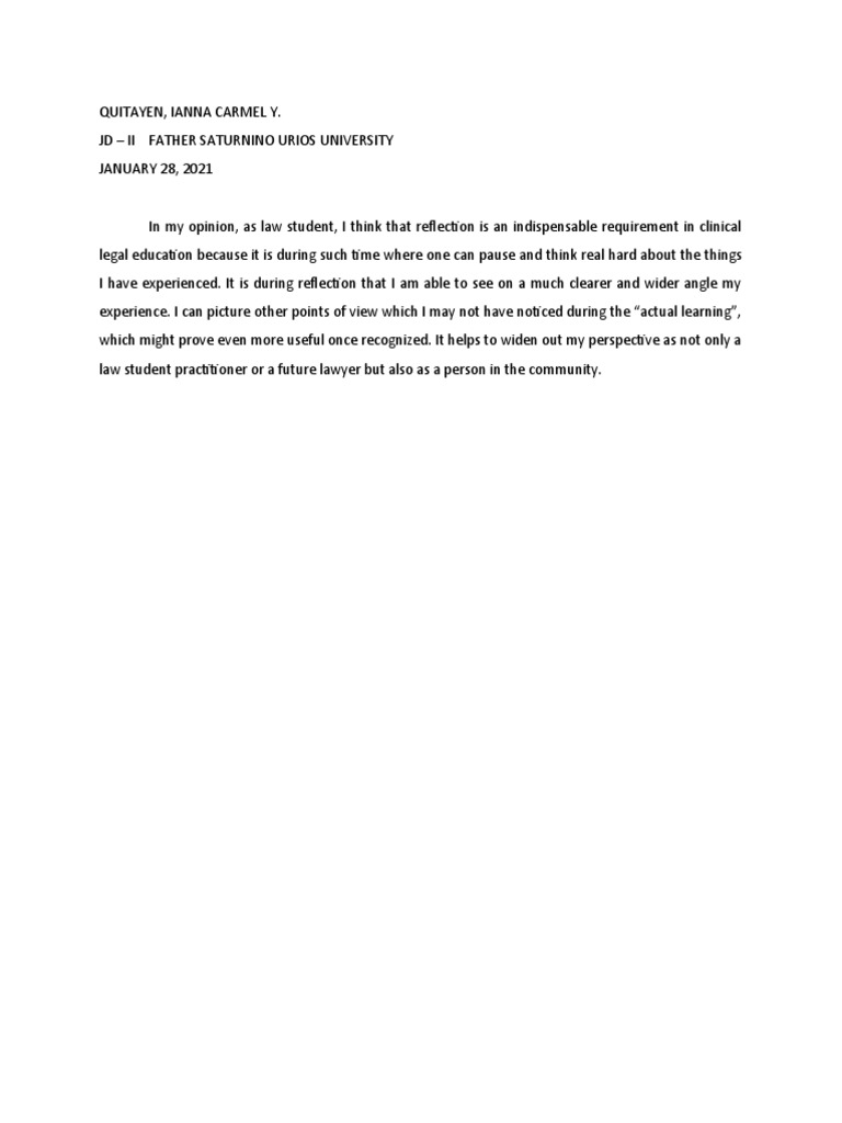 SHORT ESSAY - As A Law Student Practitioner | PDF