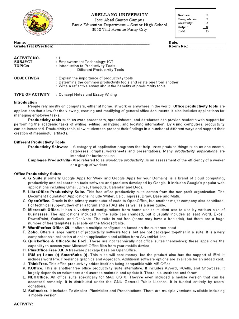 DLP 8 Productivity Tools | PDF | Application Software | Microsoft Office
