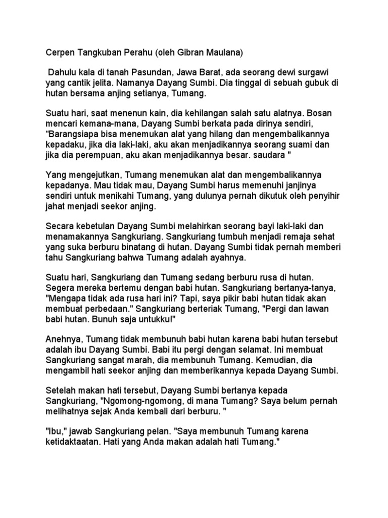 Cerpen Tangkuban Perahu | PDF