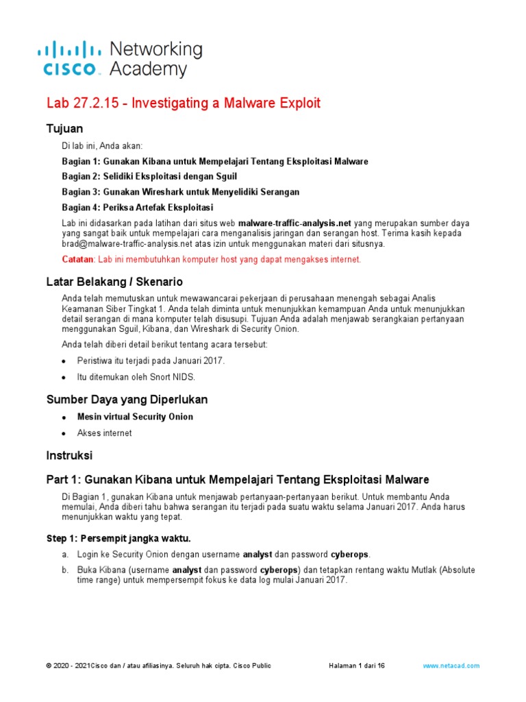 27.2.15 Lab - Investigating A Malware Exploit - Yanuar - Yusuf | PDF