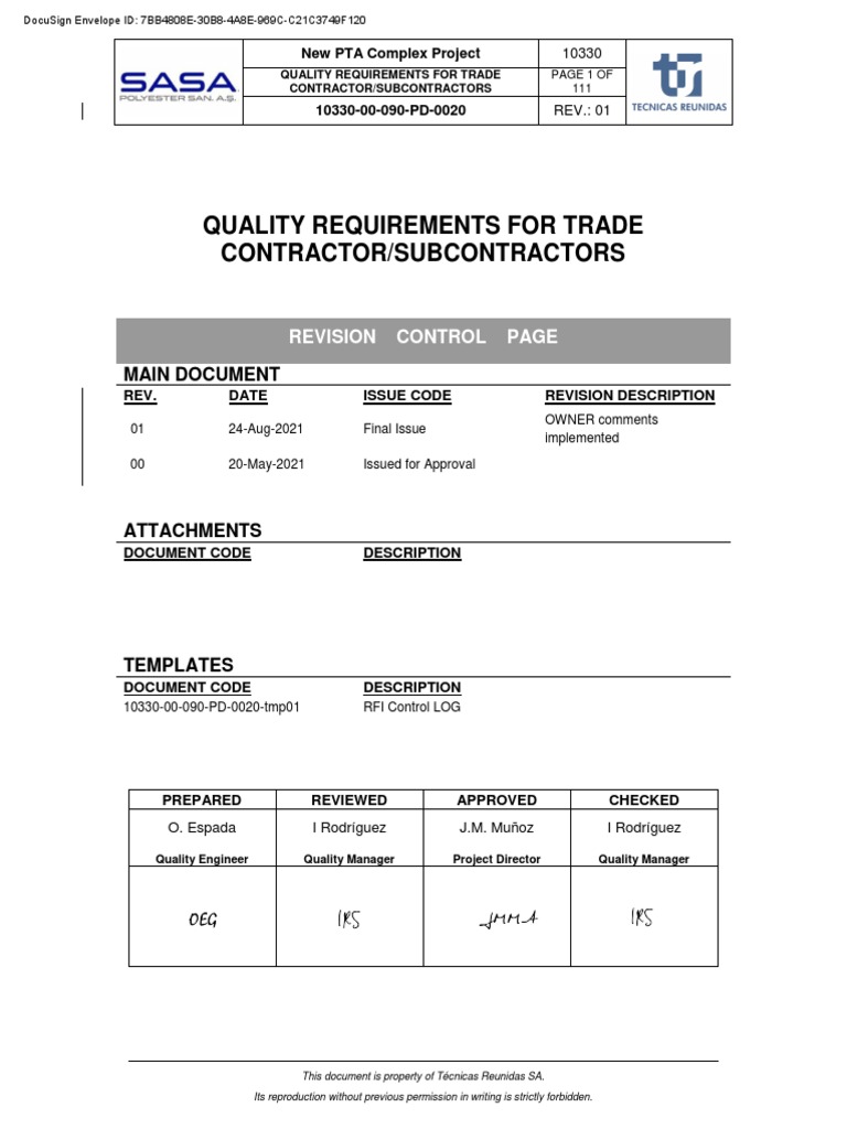 00 090 PD 0020 | PDF | Iso 9000 | General Contractor