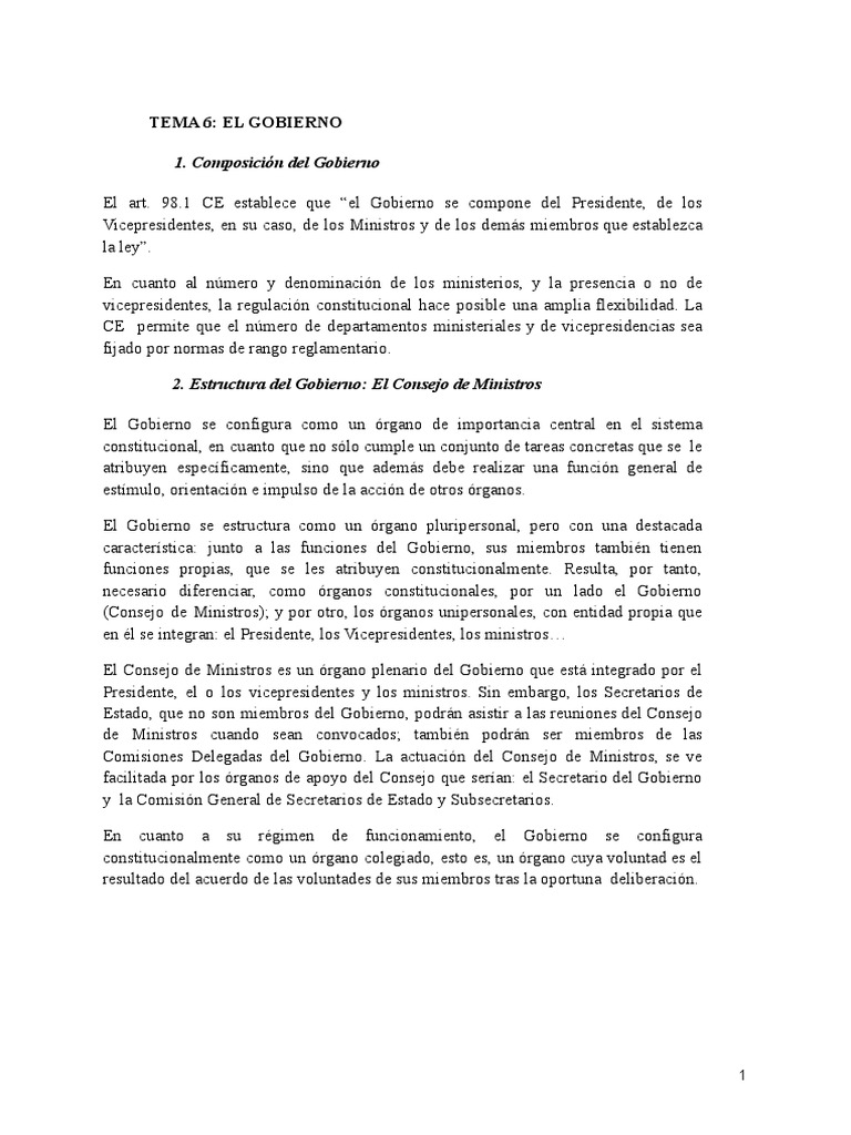 Tema 6 Consti | PDF | Gobierno de españa | Comisión Europea