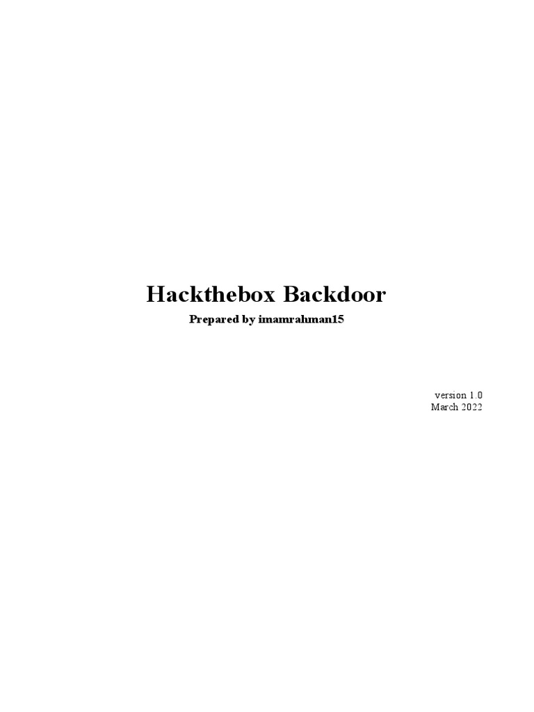 Hackthebox Backdoor: Prepared by Imamrahman15 | PDF | Word Press | Http ...