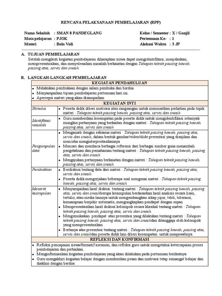 RPP 2 - Bola Voli | PDF