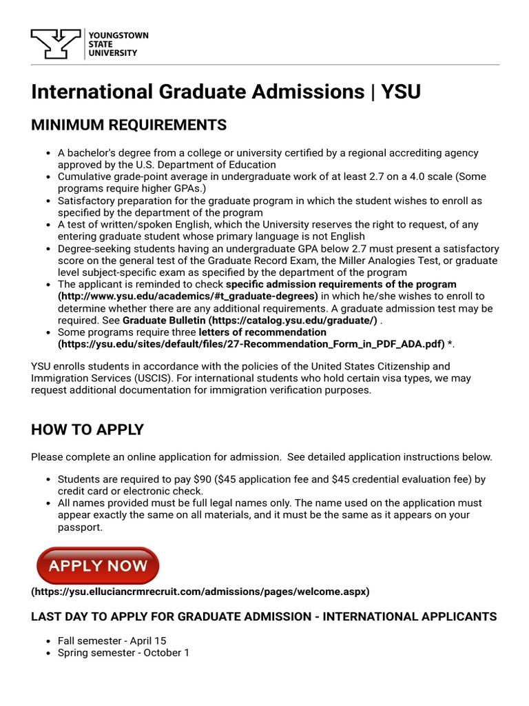 International Graduate Admissions - YSU | PDF | Test Of English As A ...