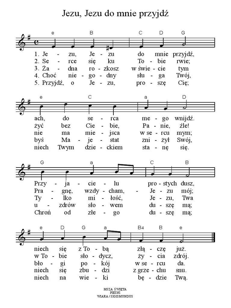 Jezu Jezu Do Mnie Przyjdz | PDF