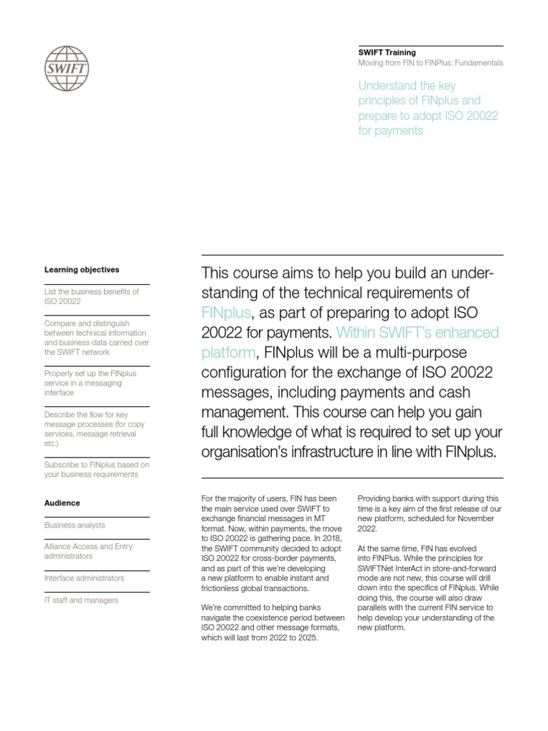Finplus Within Swift'S Enhanced Platform | PDF | Computing | Computer Science