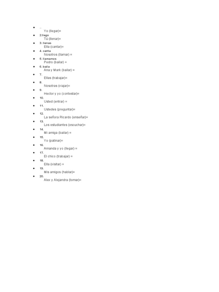 AR Verbs Practice Sheet | PDF