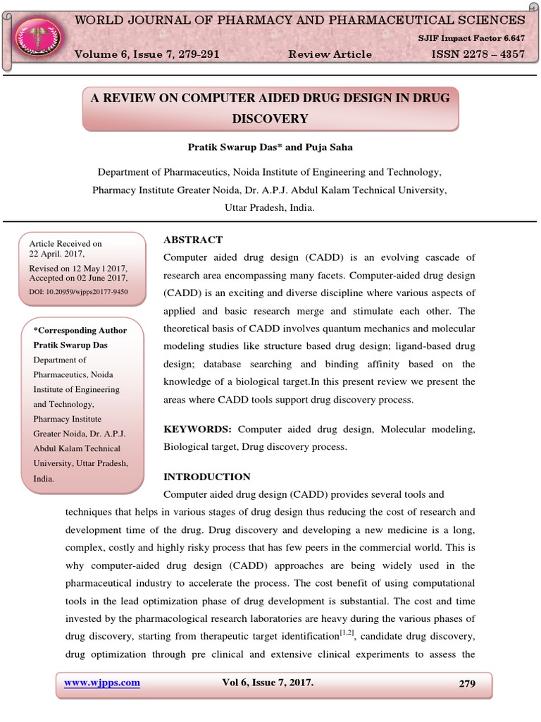 A Review On Computer Aided Drug Design in Drug Discovery: SJIF Impact ...