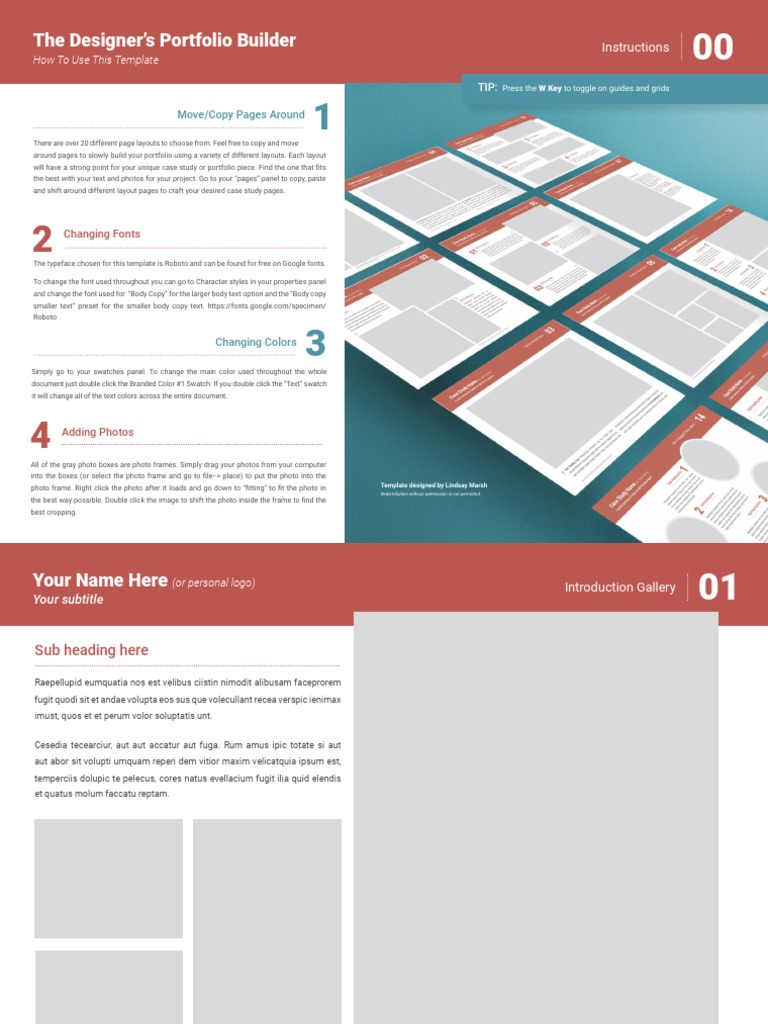 PDF Portfolio Template Horizontal A4 | PDF | Typefaces | Page Layout