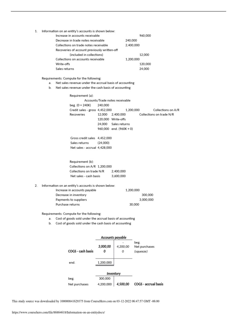 COGS - Cash Basis: Accounts Payable 3,000,00 0 | PDF | Revenue | Accounting