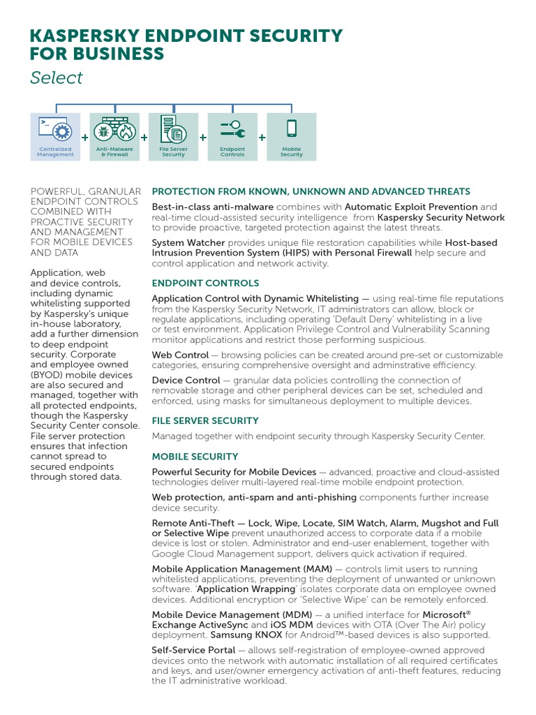 Select: Kaspersky Endpoint Security For Business | PDF | Security | Computer Security