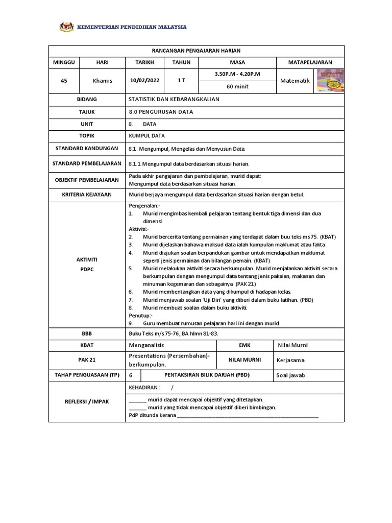 RPH Mate THN 1 Tajuk 8 (M31-33) | PDF
