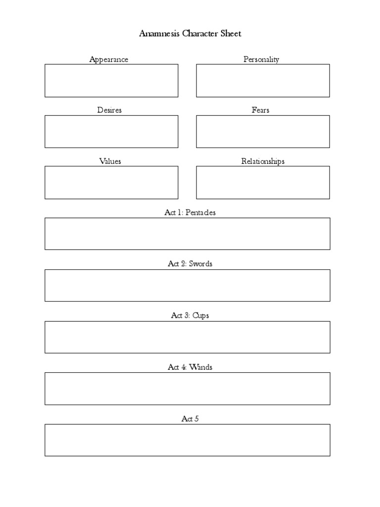 Anamnesis Optional Character Sheet | PDF