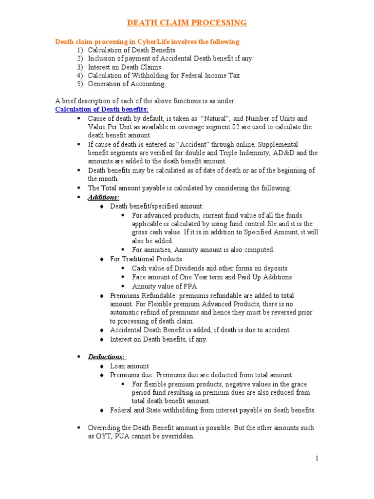 Death Claim Processing Overview | PDF | Withholding Tax | Interest