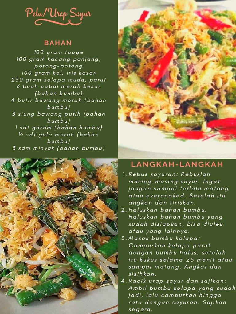 Contoh Menu Resep Urap Sayur | PDF