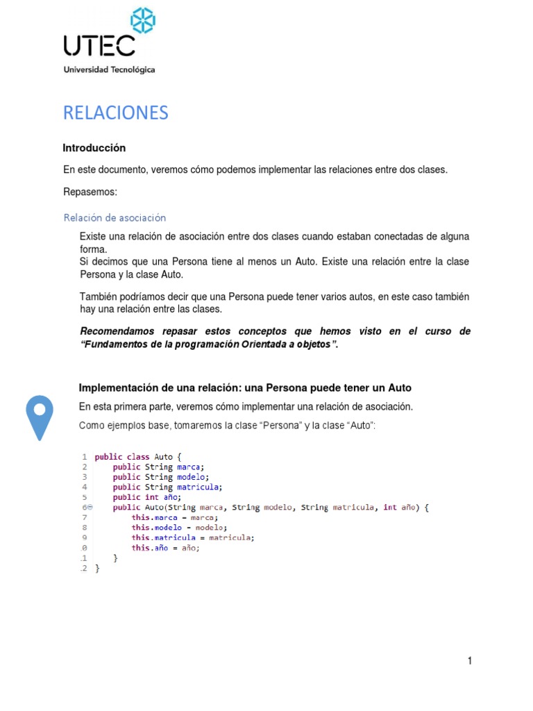 Relaciones | PDF | Objeto (informática) | Programación Relaciones | PDF | Objeto (informática) | Programación
