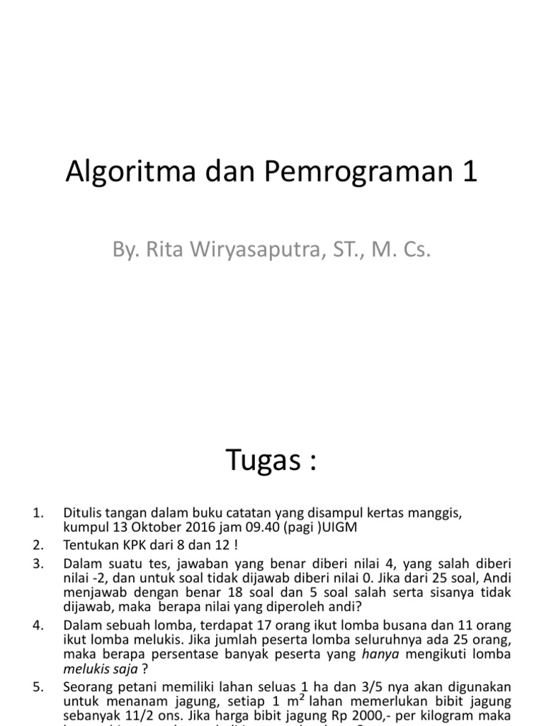 Adoc - Pub Algoritma Dan Pemrograman 1 by Rita Wiryasaputra S | PDF