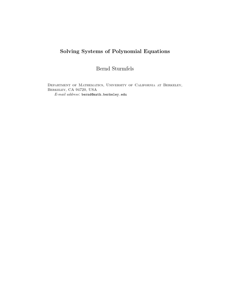Solving Systems of Polynomial Equations | PDF | Polynomial | Eigenvalues And Eigenvectors