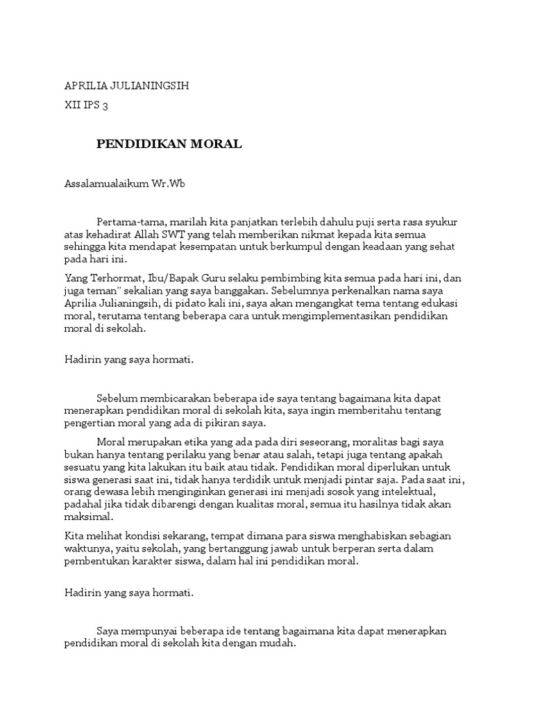 Contoh Materi Pidato Bahasa Indonesia | PDF