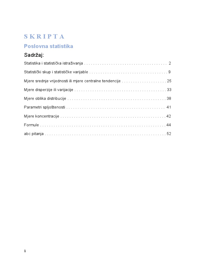 Skripta Iz Statistike Za Parcijalu | PDF