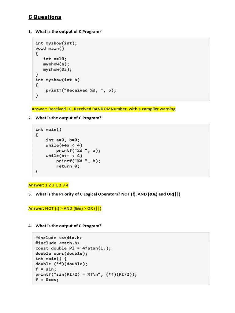 Answers To C-Questions | PDF | Programming Paradigms | Information Age
