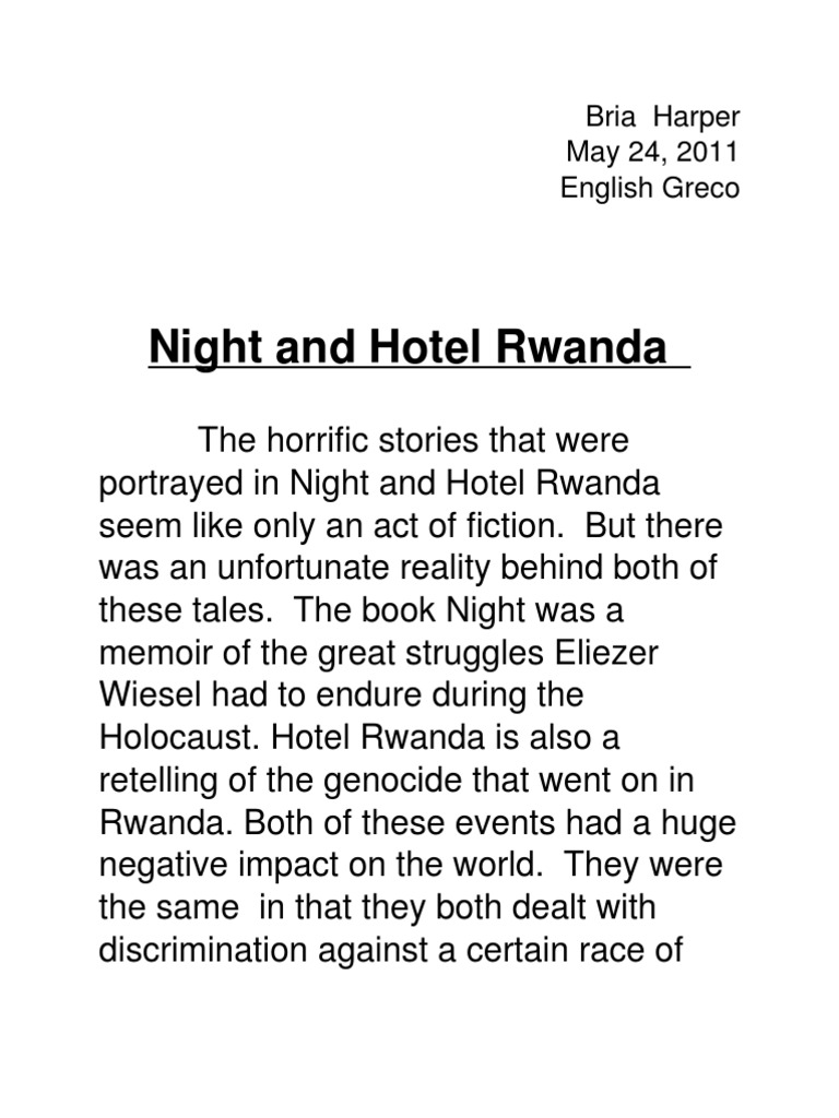 Night and Hotel Rwanda Comparison | PDF | Rwandan Genocide | Hutu