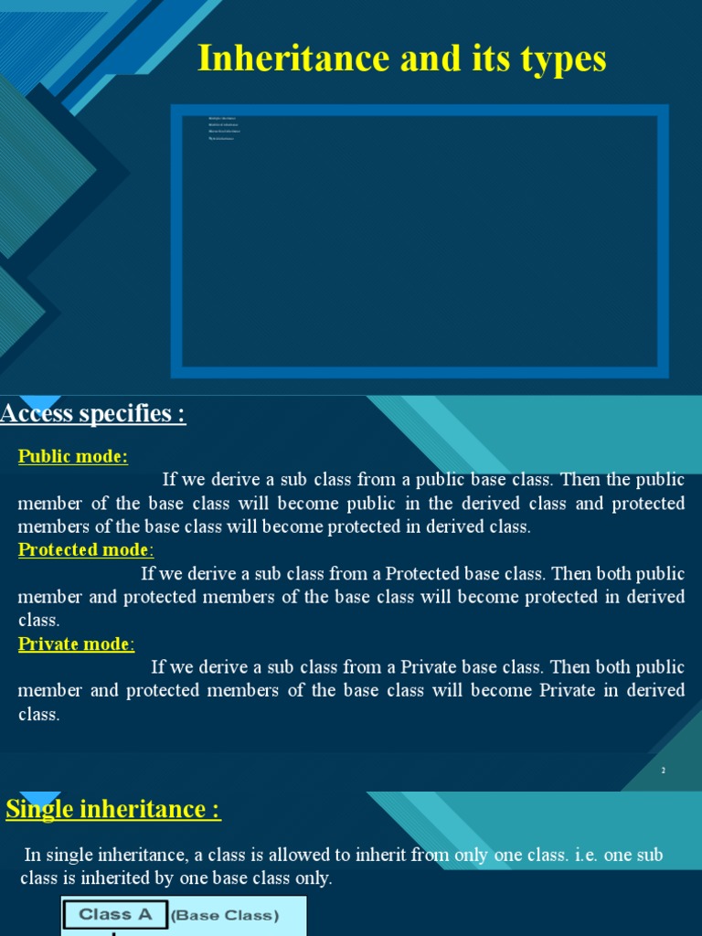 Inheritance and Its Types | PDF | Inheritance (Object Oriented Programming) | Namespace