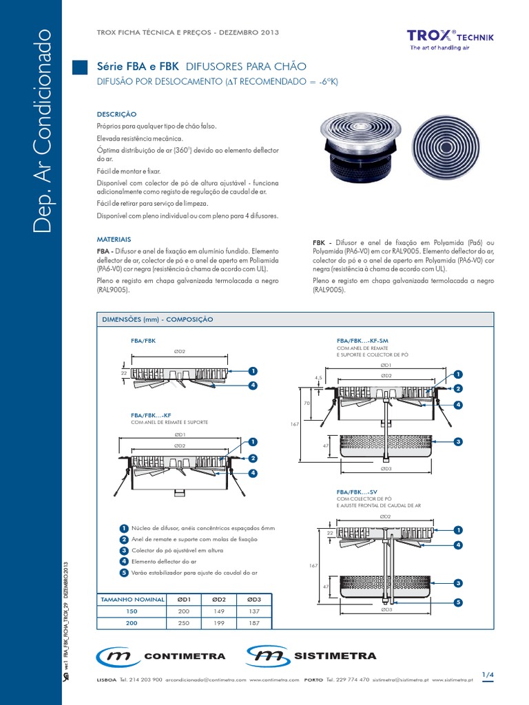 Difusor Trox FBK | PDF | Engenharia Civil | Materiais