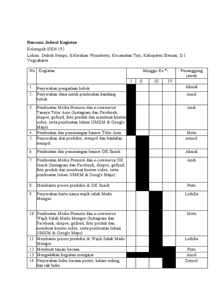 Rencana Jadwal Kegiatan Dan RAB | PDF