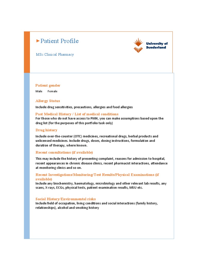 Patient Profile: MSC Clinical Pharmacy | Download Free PDF | Pharmacy ...