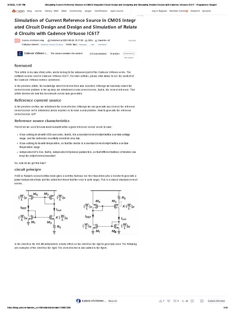 Simulating Current Reference Sources in CMOS Integrated Circuit Design ...
