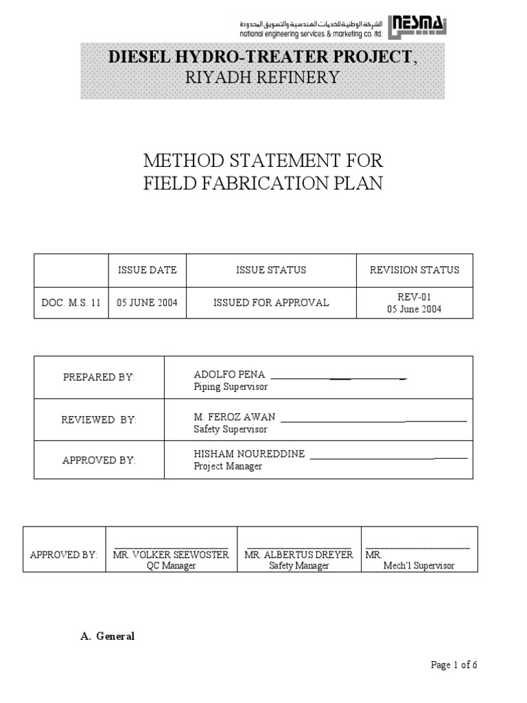 M.S-11 Field Fabrication Plan | PDF