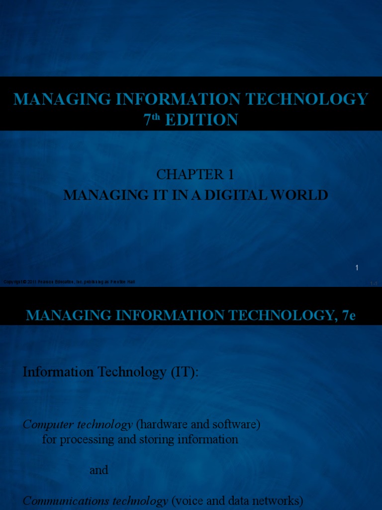 Managing Information Technology 7 Edition: Managing It in A Digital ...