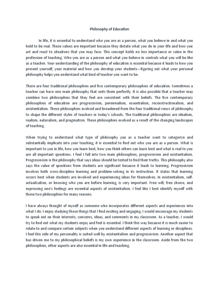 Philosophy of Education | PDF | Philosophy Of Education | Teachers