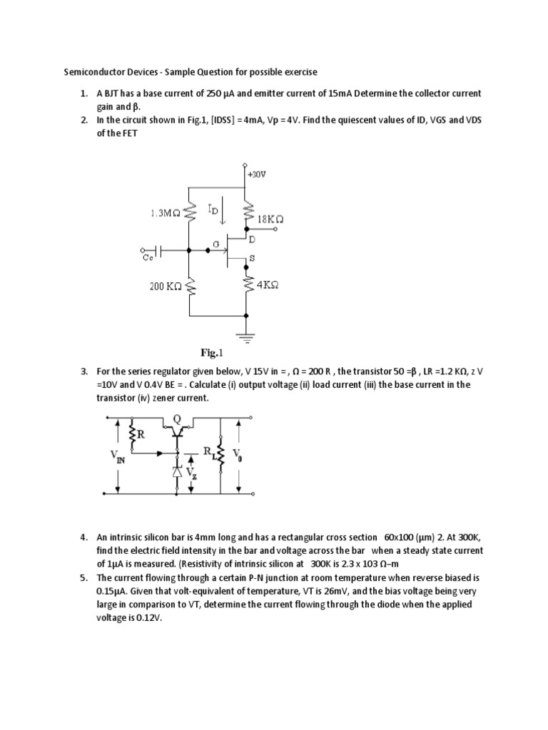 Semiconductor Devices - Sample Questions | PDF | Bipolar Junction ...
