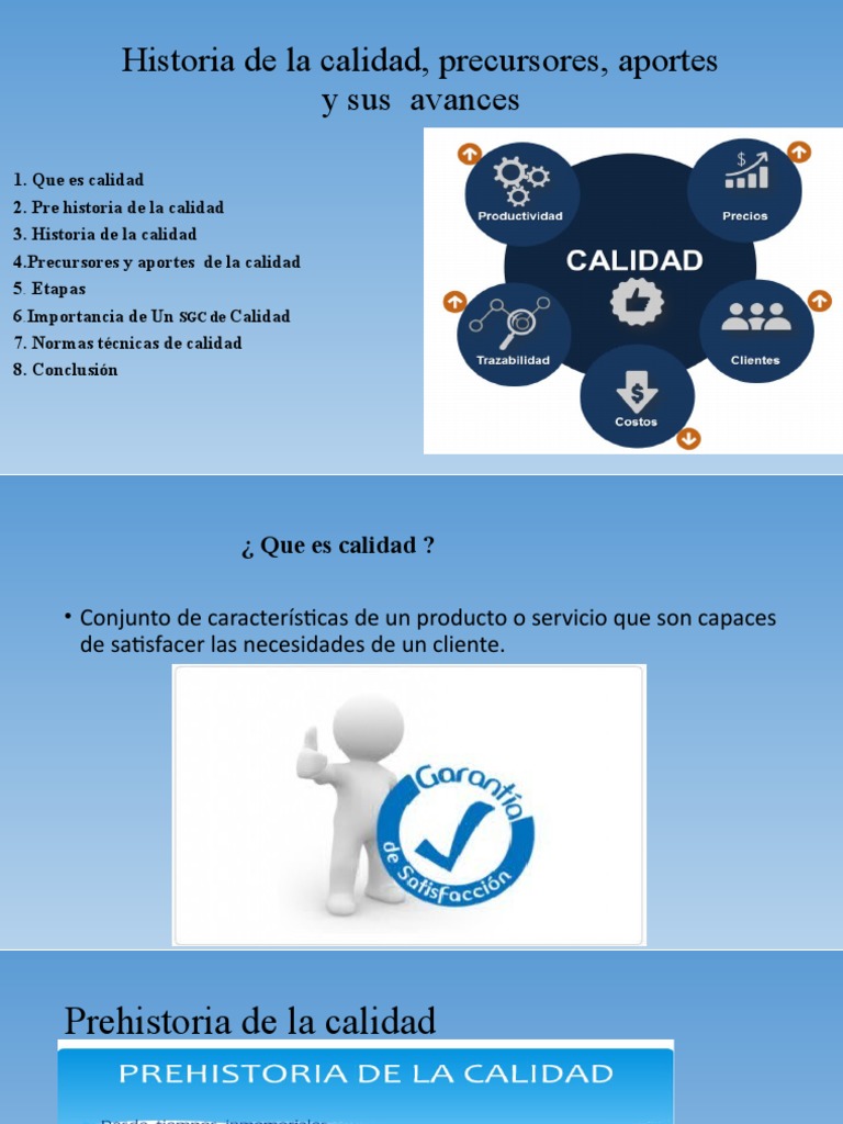 Historia de La Calidad, Precursores, Aportes Exposicion de Calidad ...