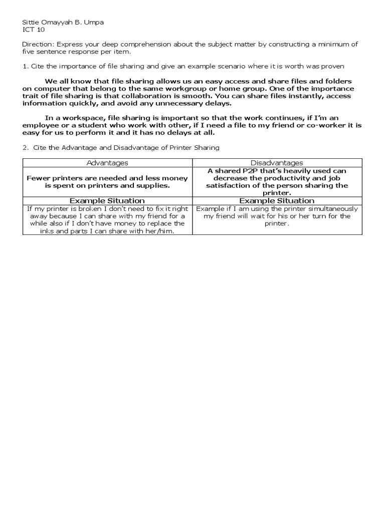 Advantages Disadvantages: Example Situation Example Situation | PDF