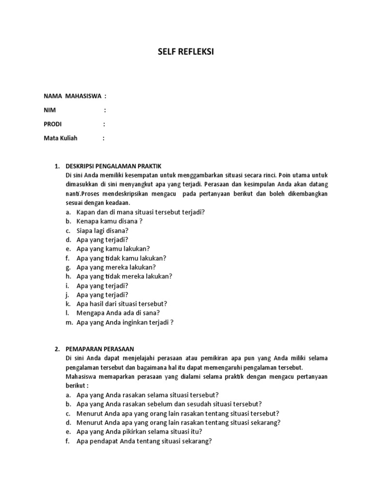 Self Refleksi Pembelajaran Praktik | PDF