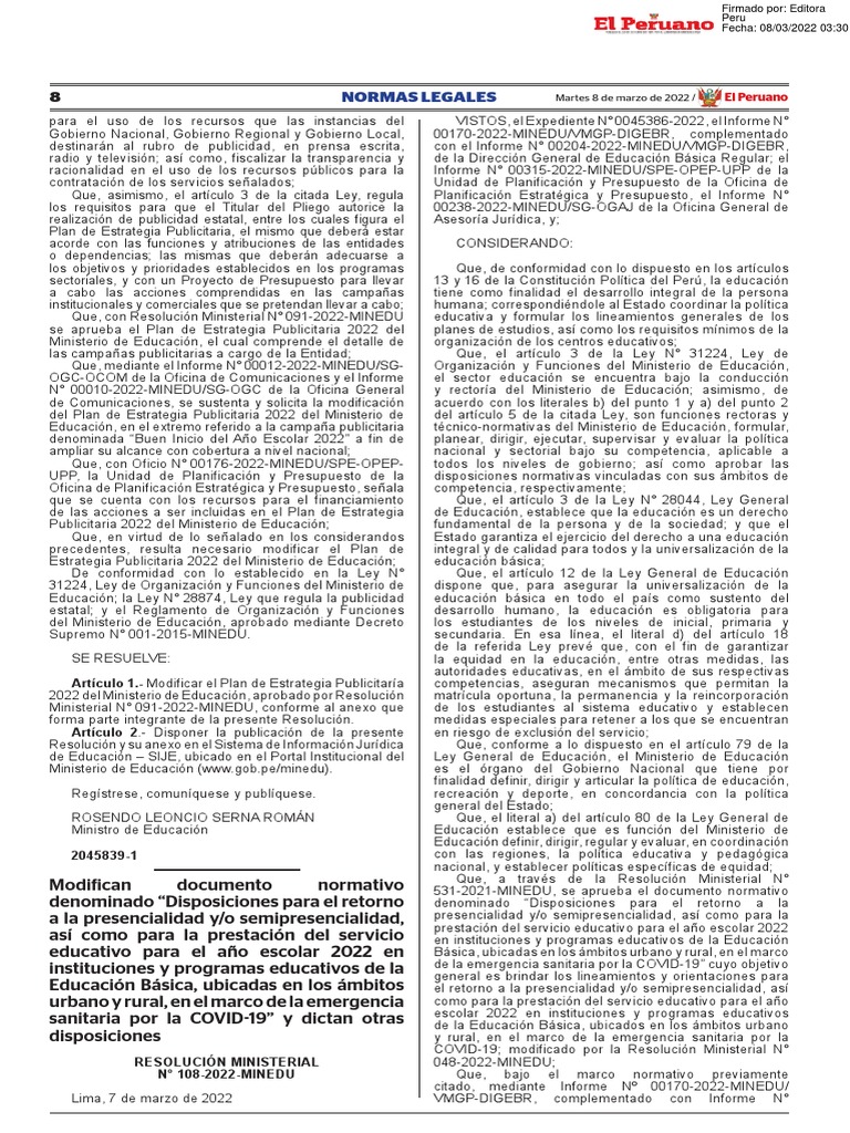 Publicacion Oficial - Diario Oficial El Peruano | PDF