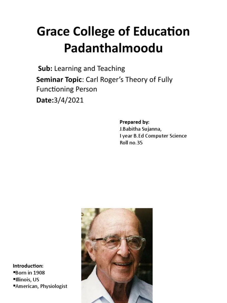 Carl Roger's Theory of Fully Functioning Person | PDF | Self Esteem ...