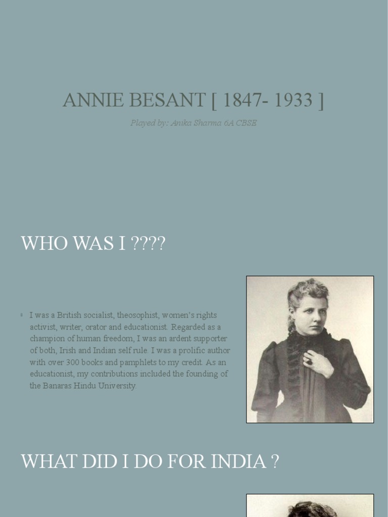 Annie Besant: Pioneer of Indian Freedom | PDF | Social Science | Philosophy