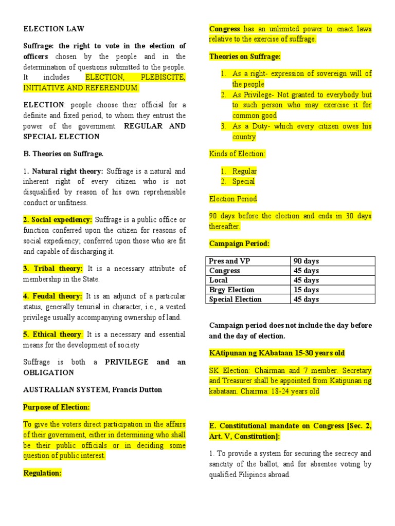 Election Law | PDF | Elections | Commission On Elections (Philippines)