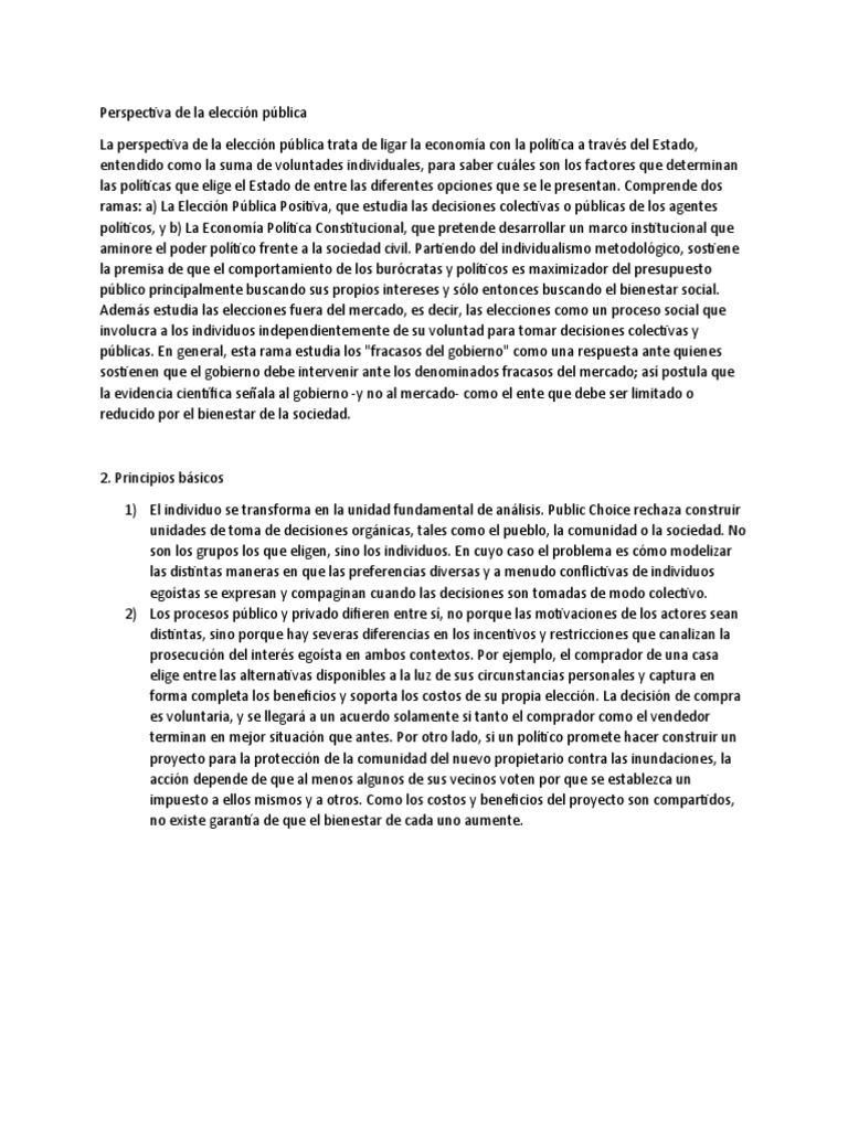 Elección Pública: Análisis y Teoremas | PDF | Elección pública ...